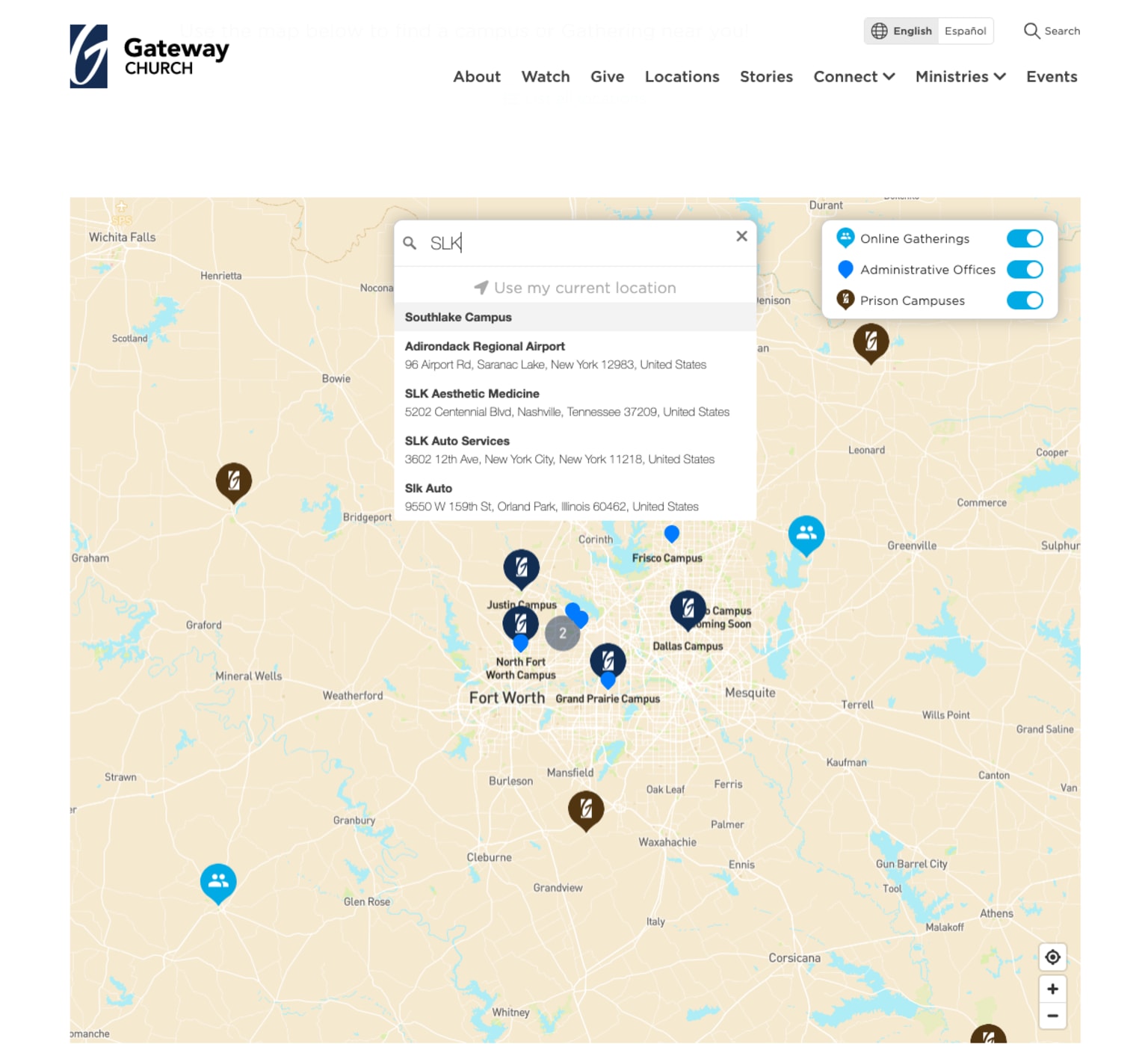 Gateway Church Locations Map — Portfolio — Evan Agee