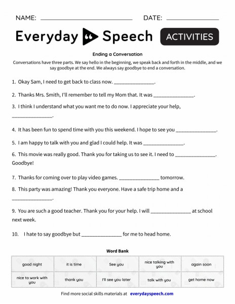 Ending a Conversation - Everyday Speech