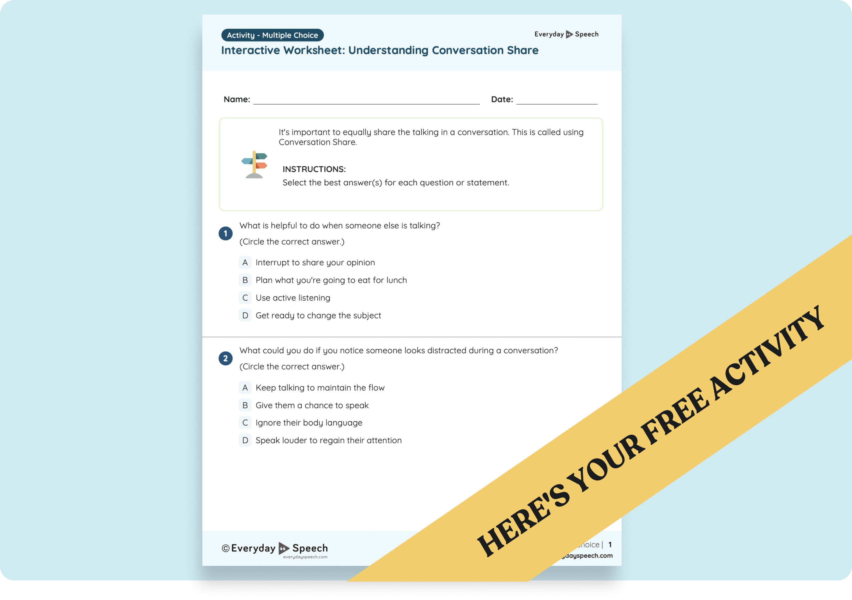 Conversation Balance Activity for High School: Understanding ...