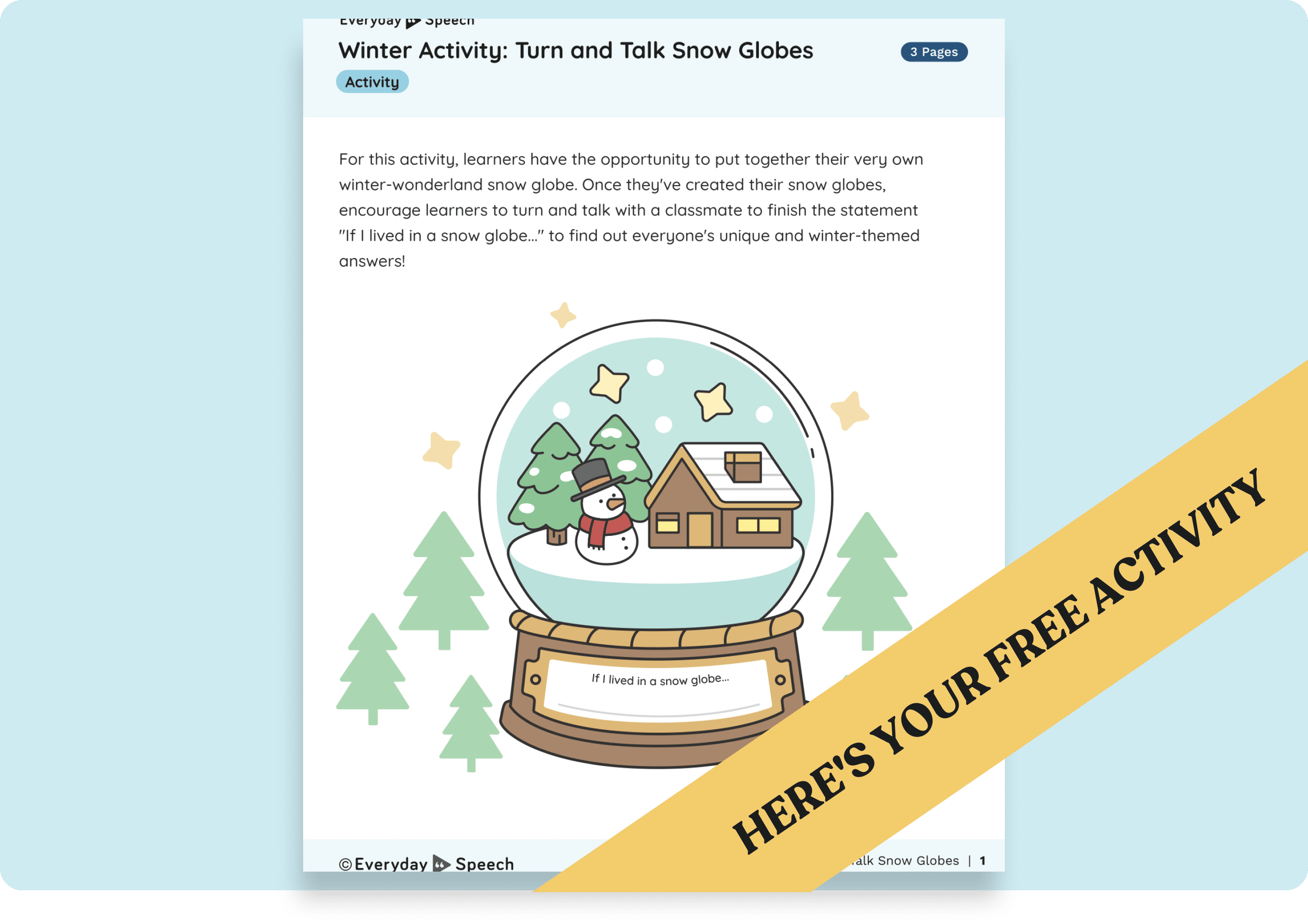 Preschool Conversation Activity: Turn-and-Talk Snow Globe Craft ...