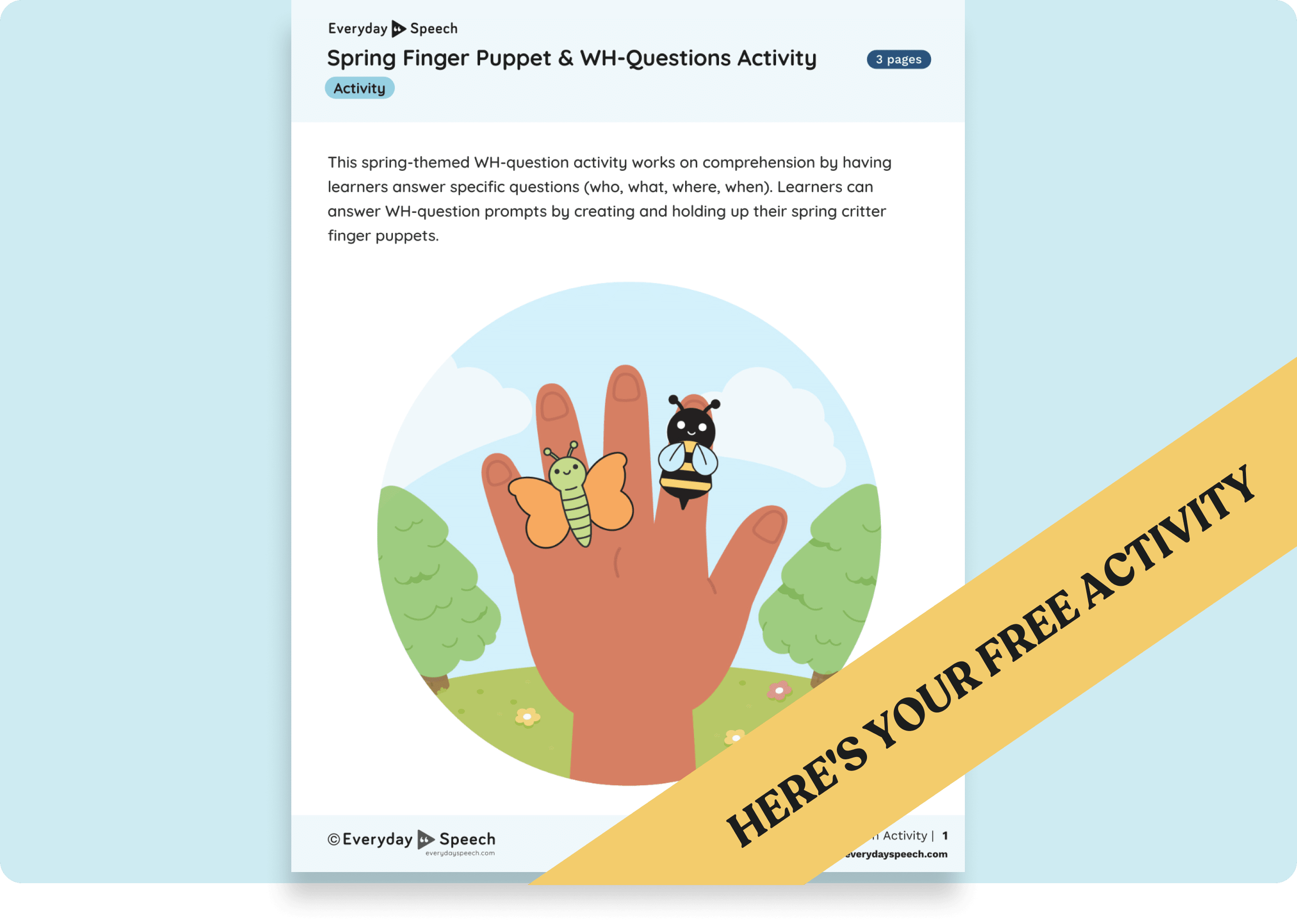 WH-Question Activity for Preschool: Spring Finger Puppets | Everyday Speech