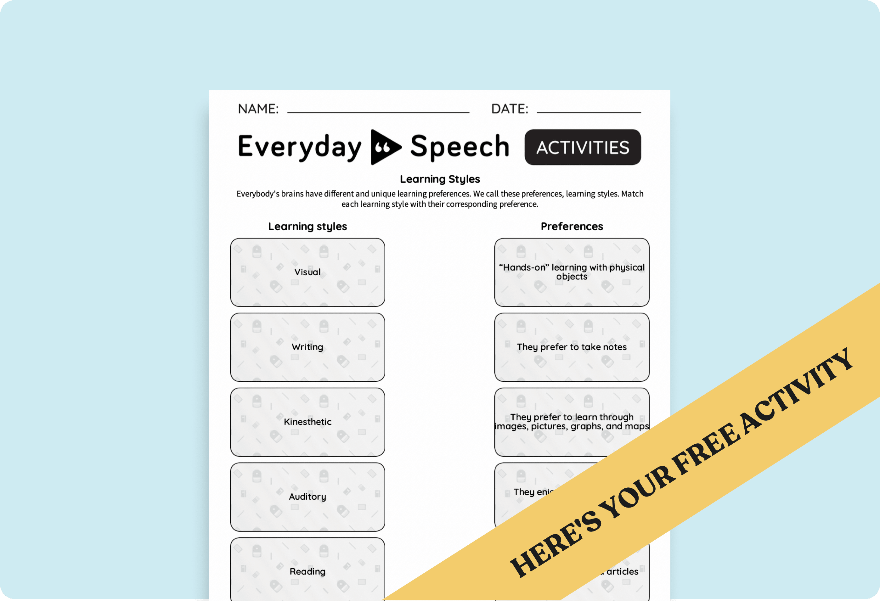 Free Middle School Worksheet: Learn About Learning Styles | Everyday Speech