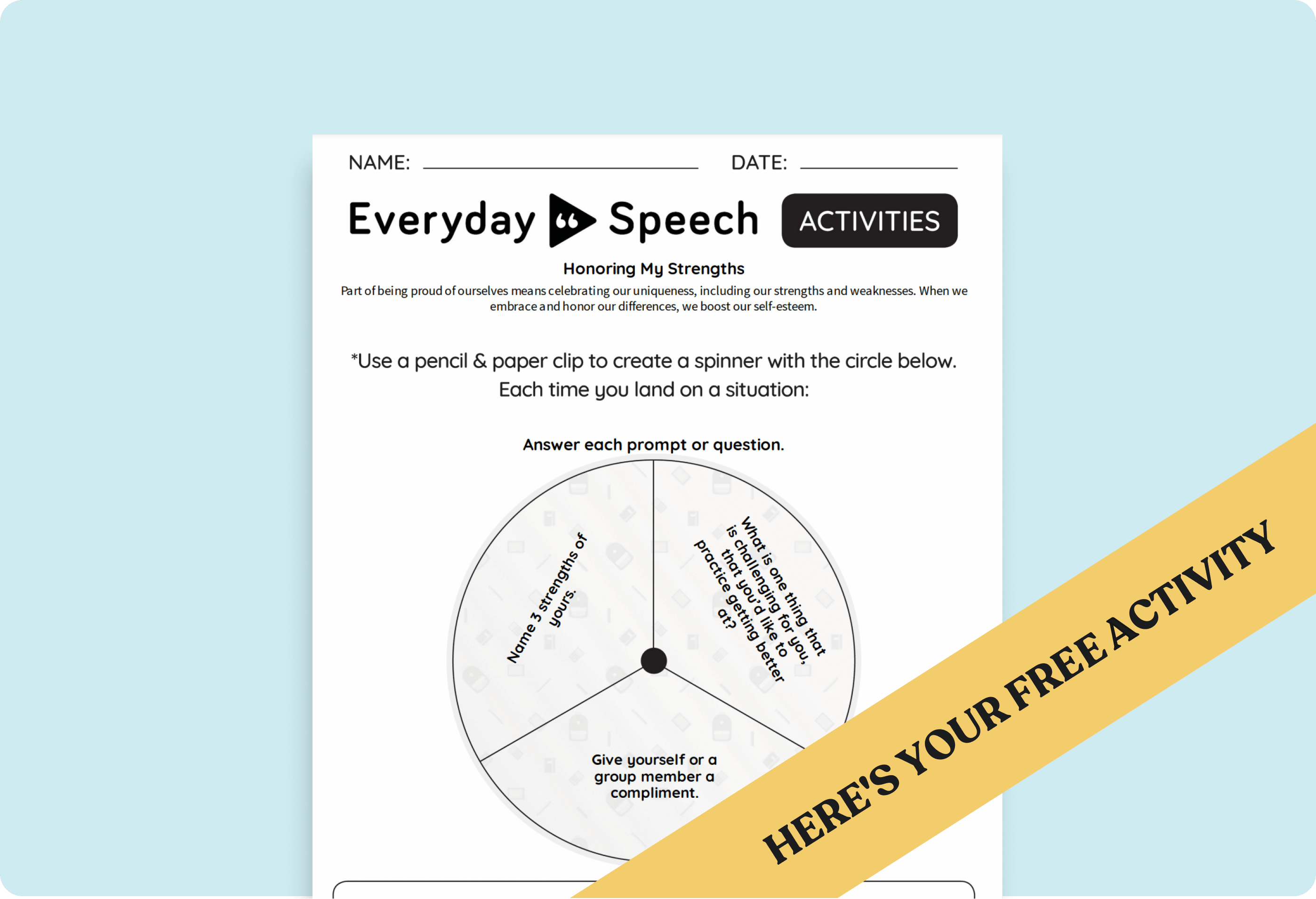 Free Middle School Self-Advocacy Worksheet: Honoring My Strengths ...