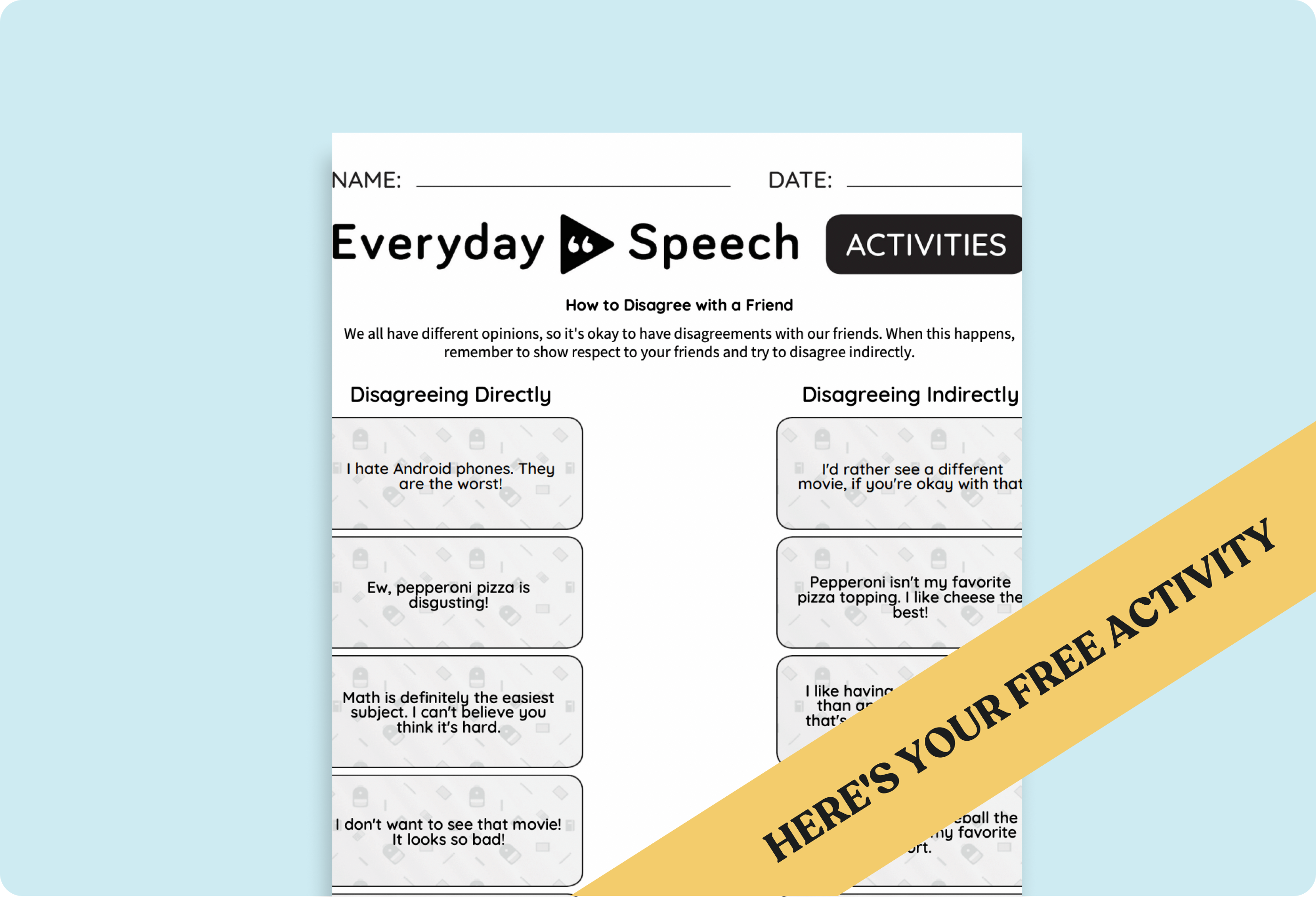 Middle School Showing Respect Activity: How to Disagree with a Friend | Everyday Speech
