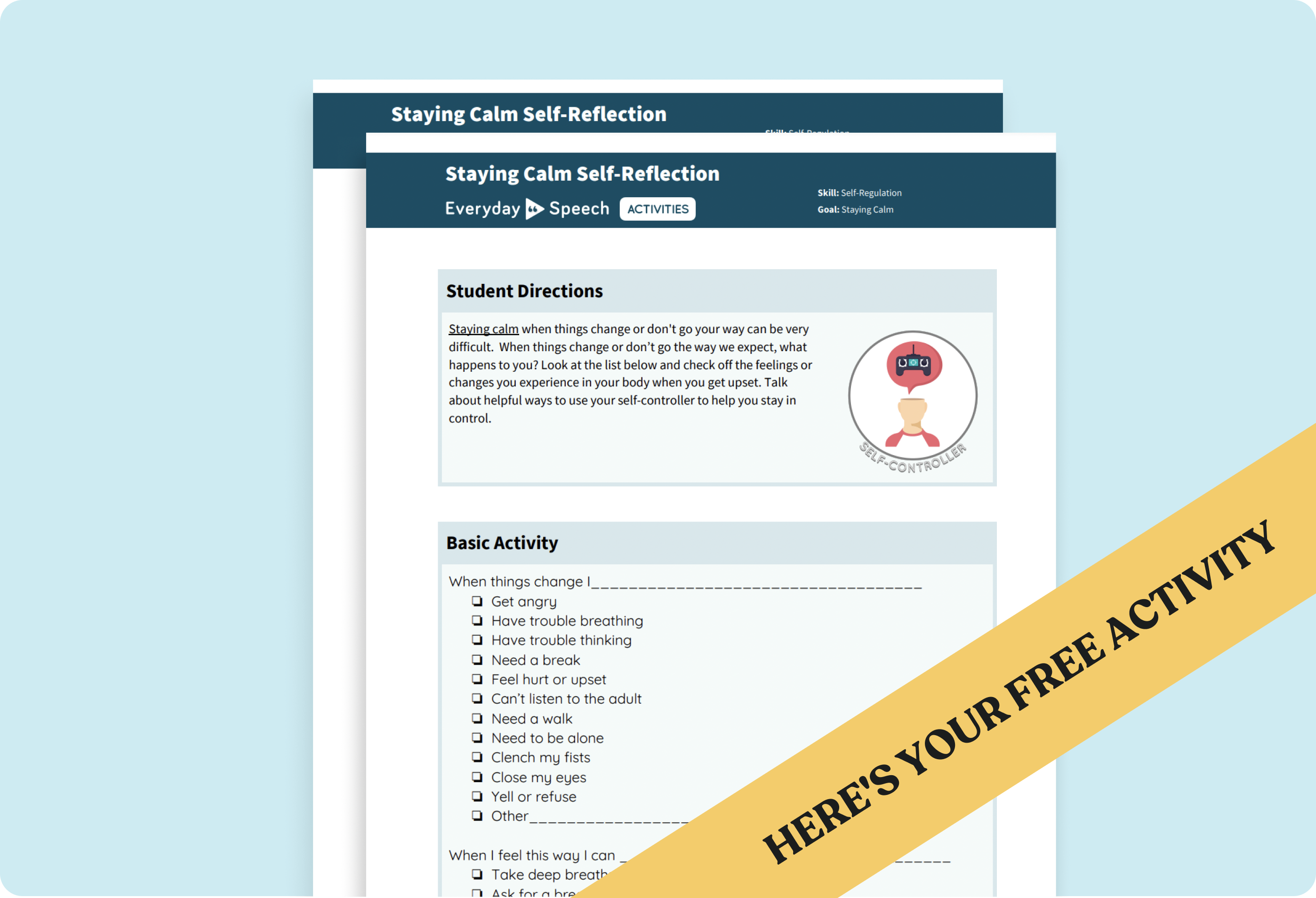 Elementary Self-Regulation No-Prep Activity: Staying Calm Self-Reflection | Everyday Speech