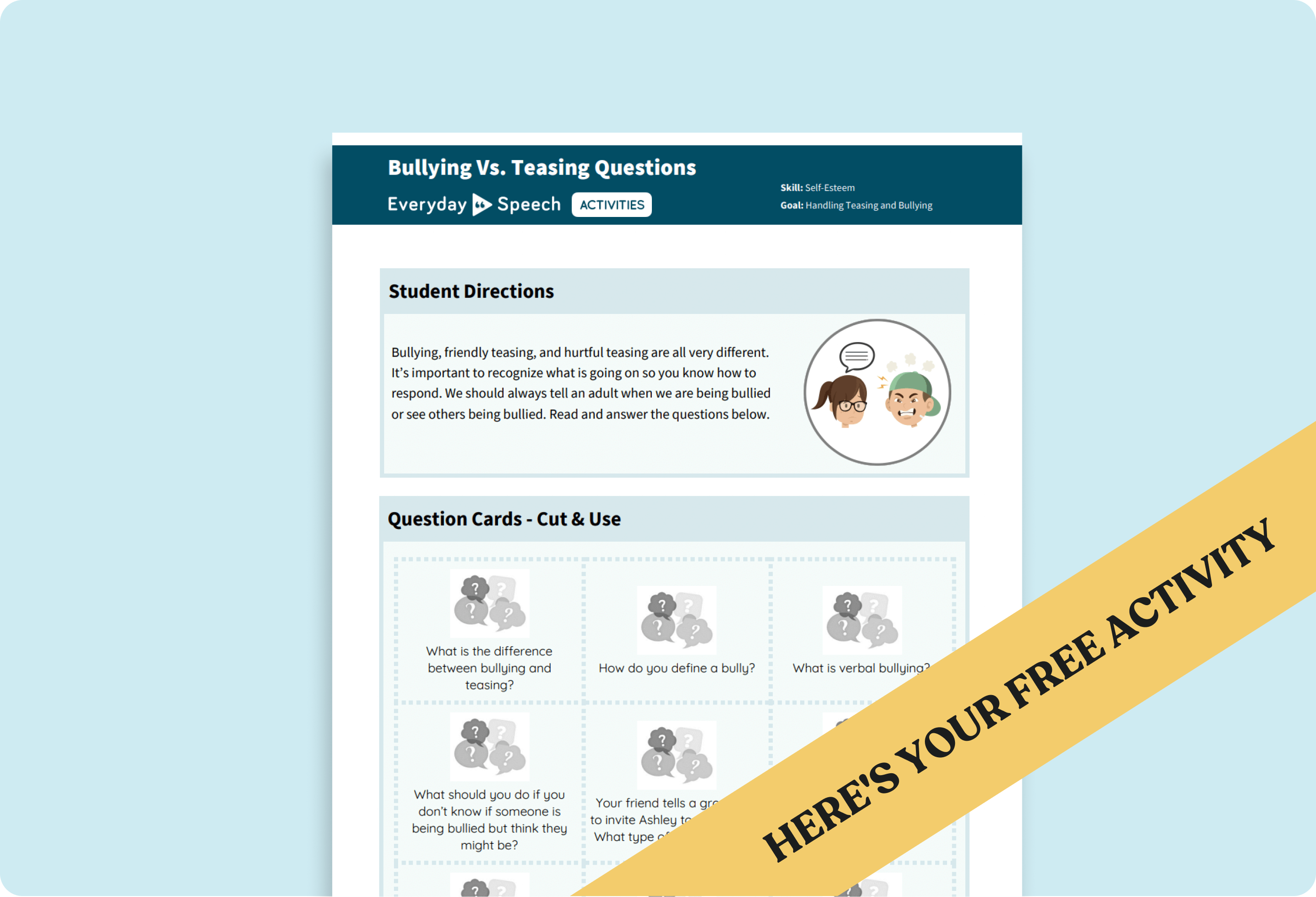 Free Elementary Activity: Teach the Difference Between Teasing and ...
