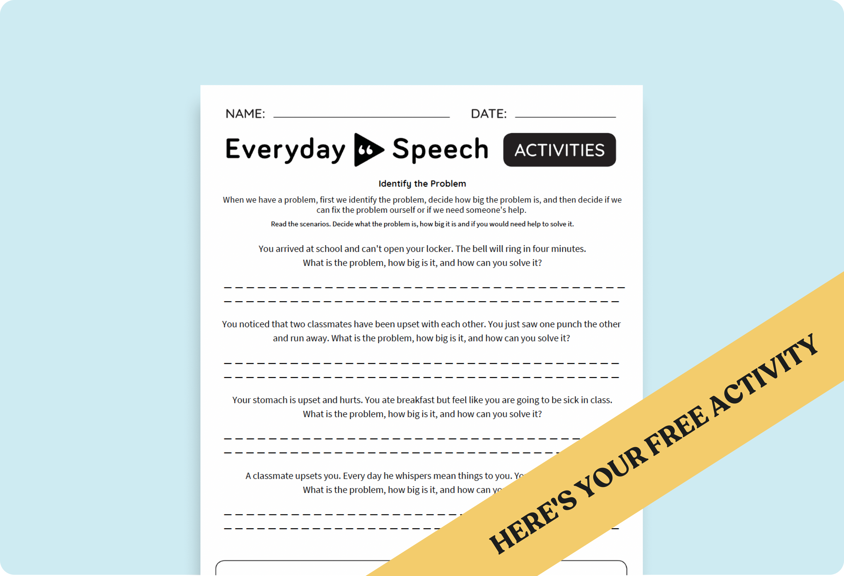 Free Middle School Problem-Solving Activity: Identifying the Problem | Everyday Speech