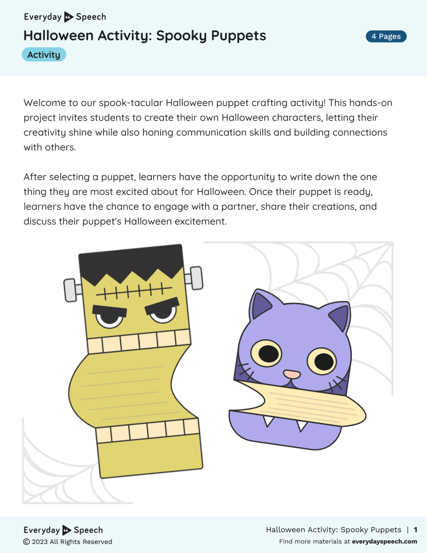 Free Elementary Halloween Social Skills Craft | Everyday Speech