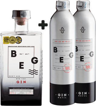 Kit BEG Brazilian Boutique Dry Gin + 2 Refis de 500mL