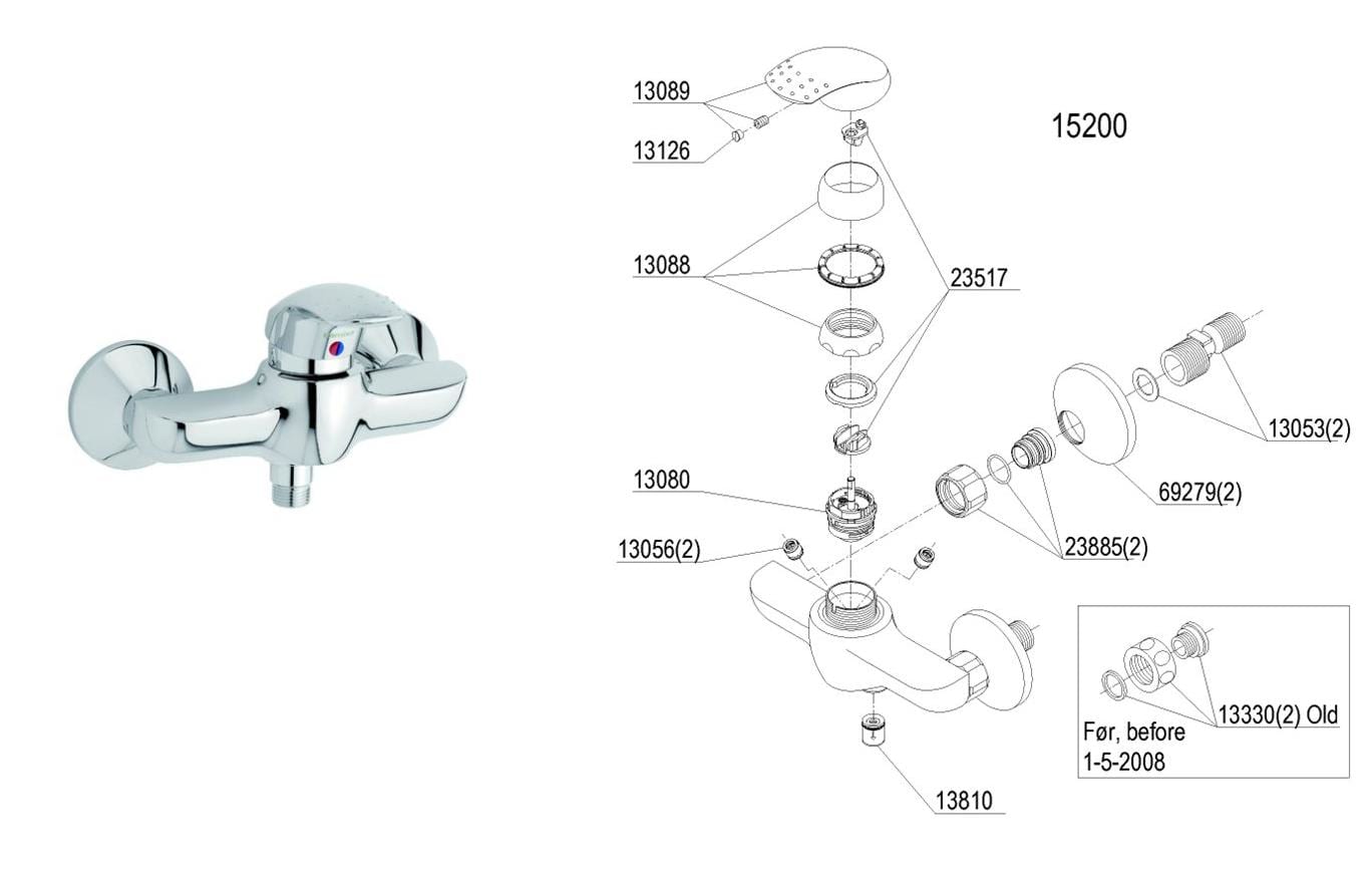 Reservedelsoversigt - Damixa Jupiter Brusebatteri