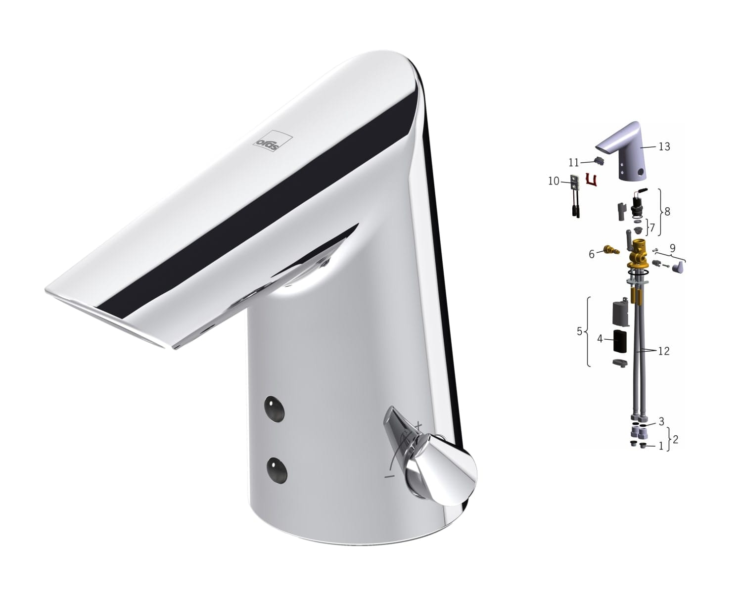 Reservedelsoversigt - Oras Optima Berøringsfrit Håndvaskarmatur 1714F