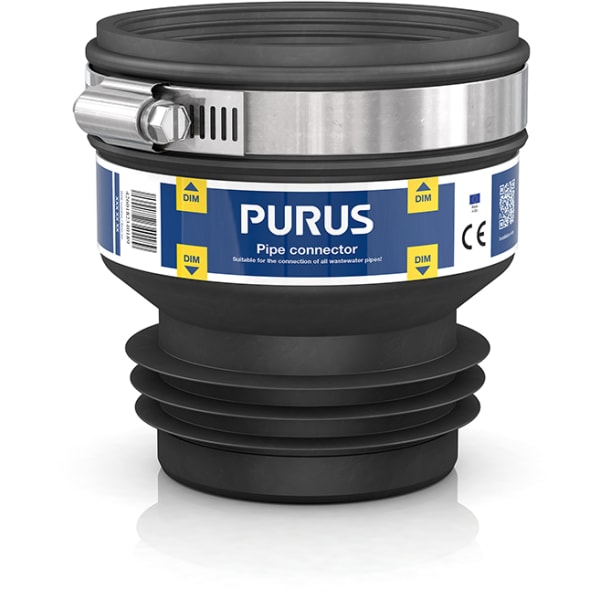 Purus Plug-in gummikobling med slangebånd, Ø73-85/69-75 mm, sort ...