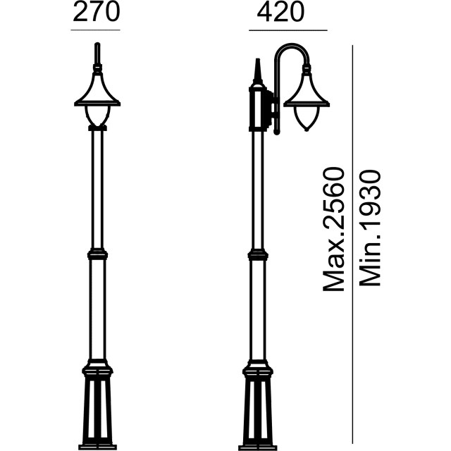 Norlys Florence 810 stolpelampe, LED max 9W, E27, IP54, sort
