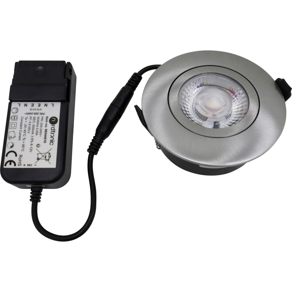 Nordtronic Low Profile Flexible downlight, drivdon, Ø8,5 cm, borstad ...