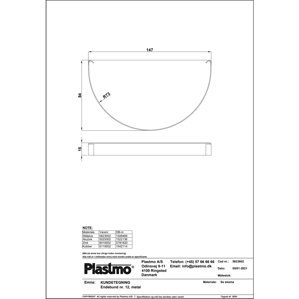 Plastmo endebund nr. 12, aluzink | 5023002 | Bestil online og få hurtig ...
