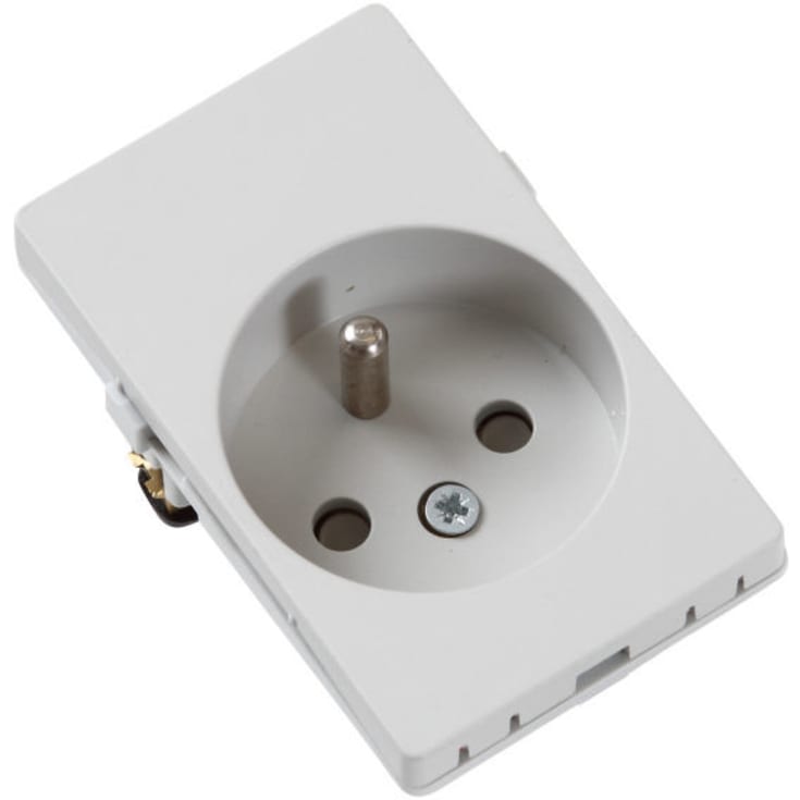 LK Fuga stikkontakt med pindjord, 1½ modul, lysegrå | 0500008716