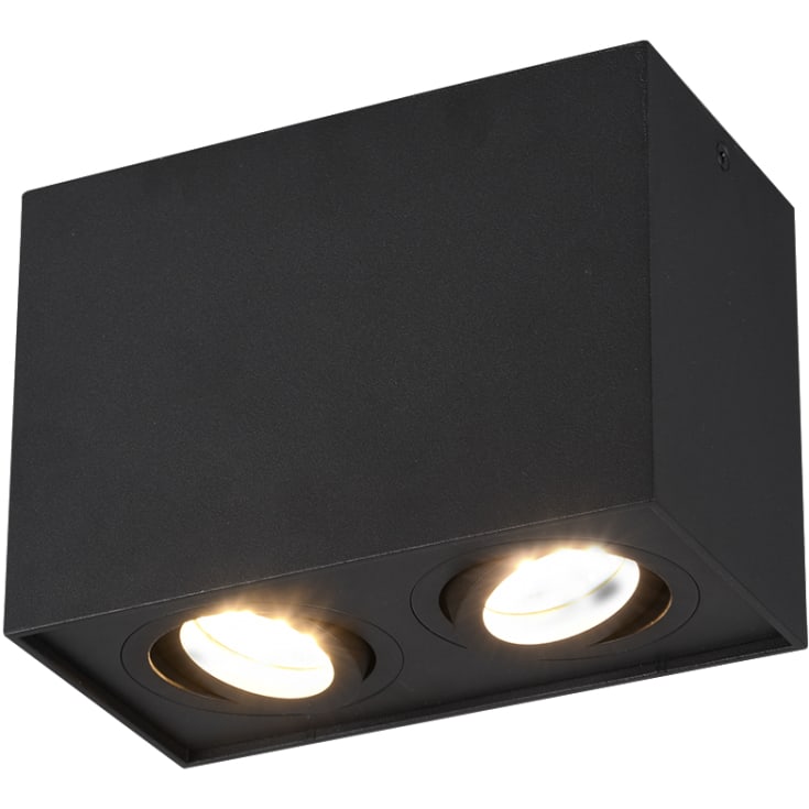 Trio Lighting Biscuit påbygningsspot, 2 spots, sort | 613000232 ...