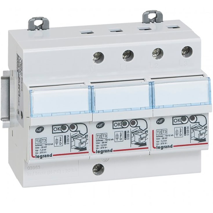 Legrand transientbeskyttelse, type 2, 3P+N, 12 kA | 3953