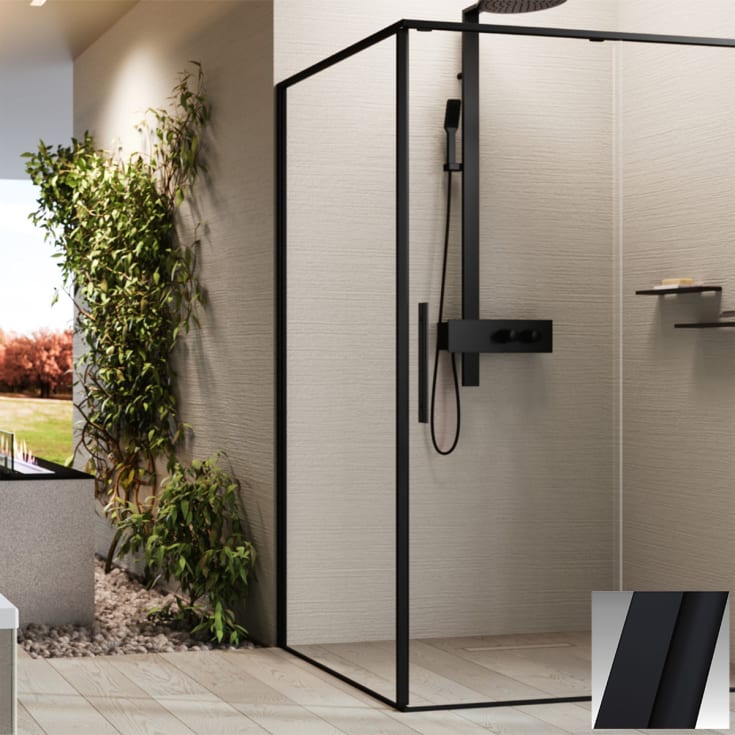 Novellini Riga F2P fastvegg venstre, 72,5-74 cm, klart glass, sort matt ...