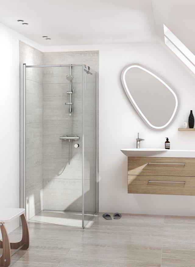 Dansani Match dusjhjørne, modell A+D, dør og vegg, 69x69, klart glass ...