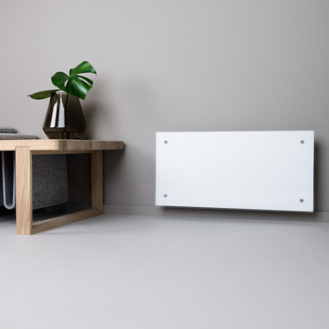 Adax Clea H el-radiator med termostat og WiFi 1200W/230V, hvid glas, 18 m² | 810045