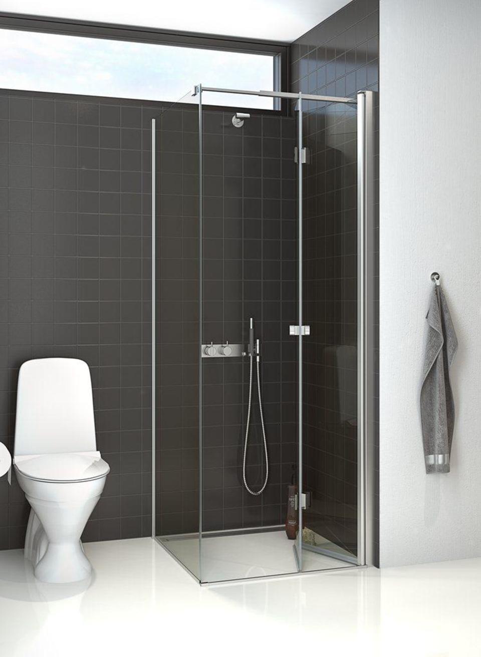 Dansani Match dusjhjørne, modell B+D, dør og vegg, 89x89 cm, klart ...