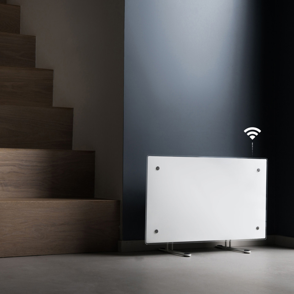 Adax Clea H panelovn med termostat og WiFi 800W/230V, hvit glass, 10 m² ...