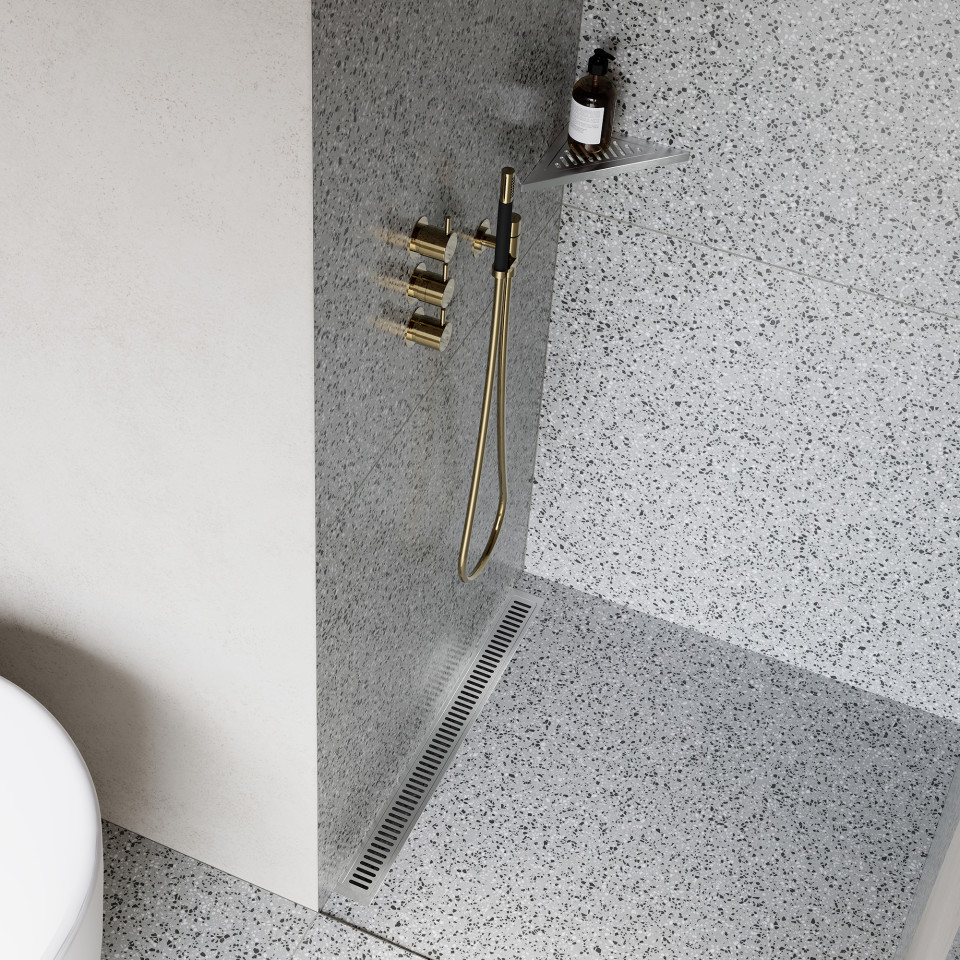 Unidrain komplet gulvafløb, 900 mm, til 8 mm fliser, mod bagvæg | 4012.0900