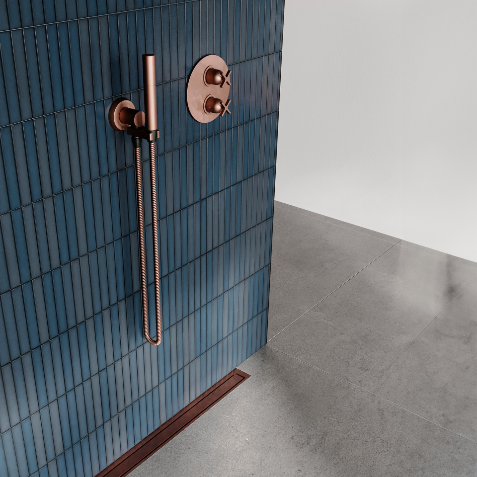 Unidrain HighLine Colour panel rist, 900 mm, børstet kobber | 1920.0916