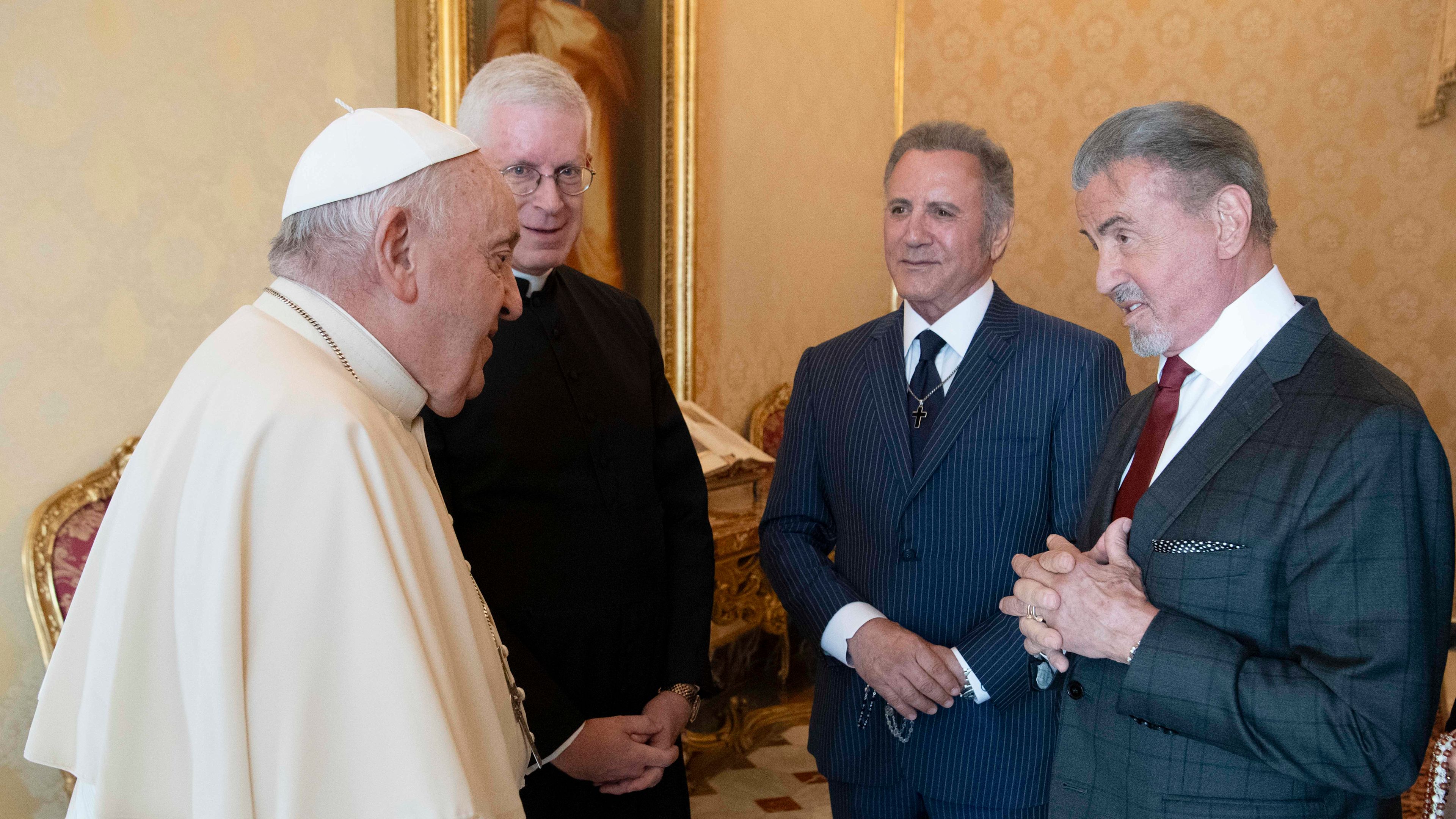 Pope Francis meets ‘Rocky’ actor Sylvester Stallone at Vatican