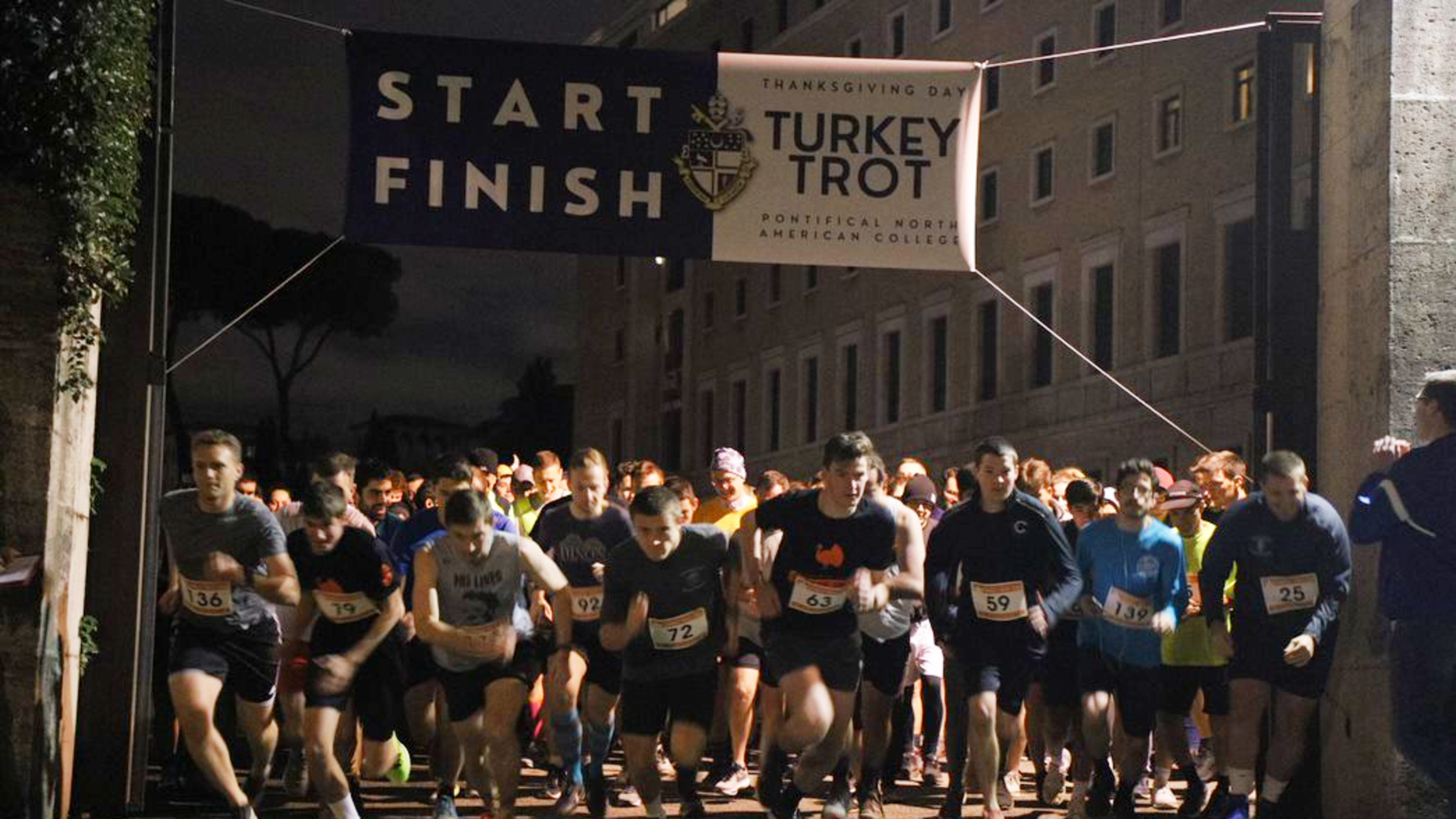 Seminarians run a Thanksgiving Turkey Trot around Vatican City State