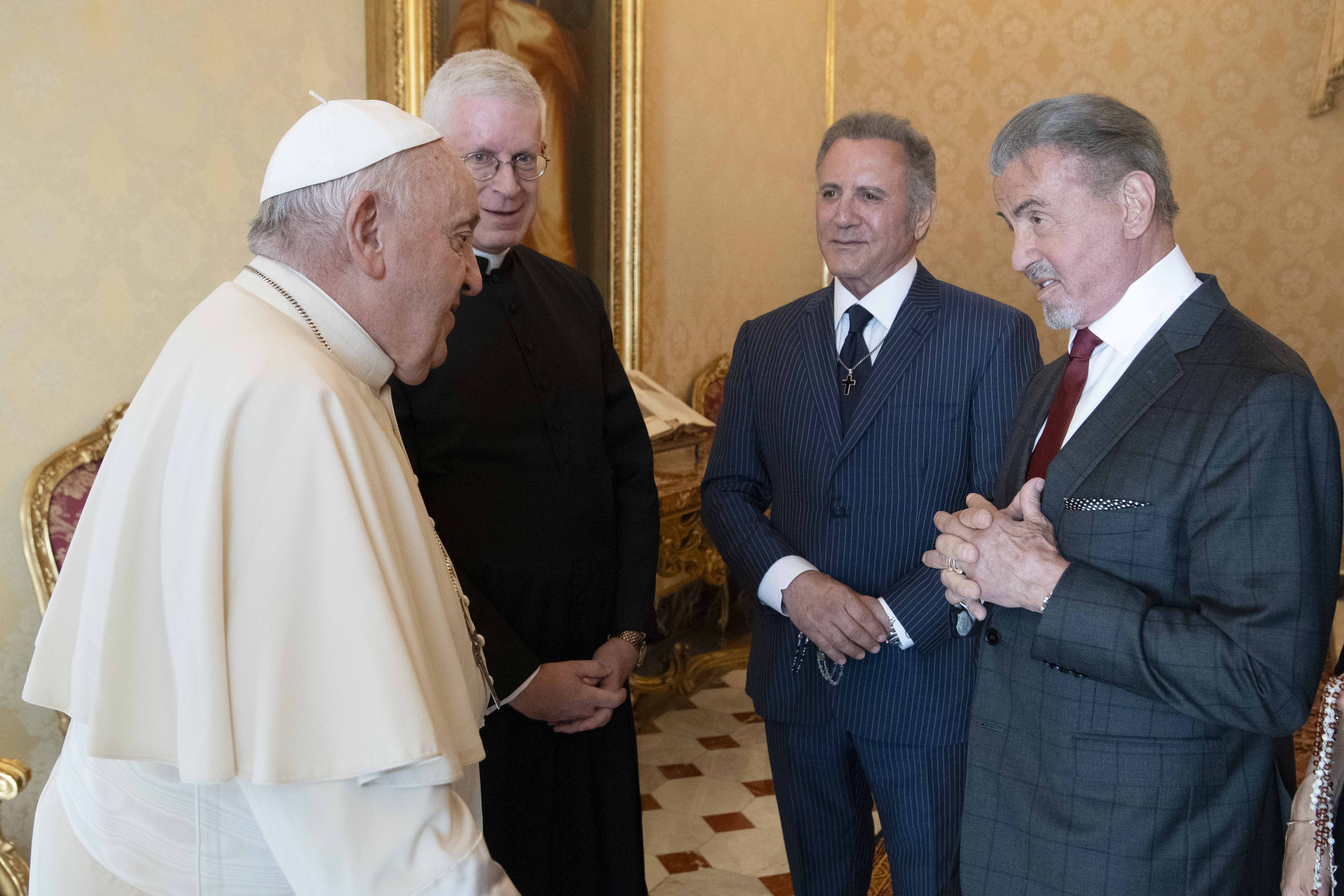 Pope Francis meets ‘Rocky’ actor Sylvester Stallone at Vatican