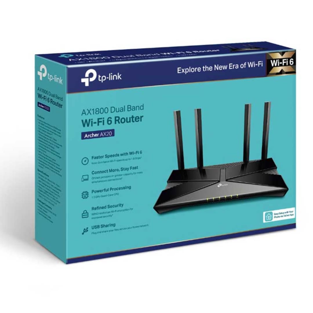 Tp-Link Archer AX20 AX1800 Dual-Band Next-Gen 1.8 Gigabit Wi-Fi 6 ...