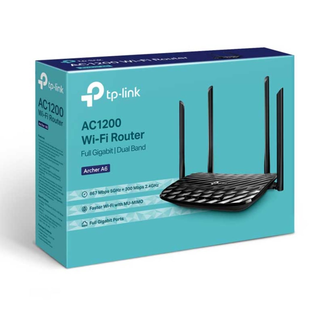 Tp-Link Archer A6 AC1200 5GHz Wireless MU-MIMO Gigabit Router for 3 ...