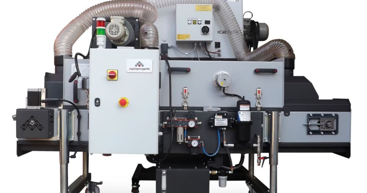 Lubricating oil mist machine with conveyor belt on wheels | expometals