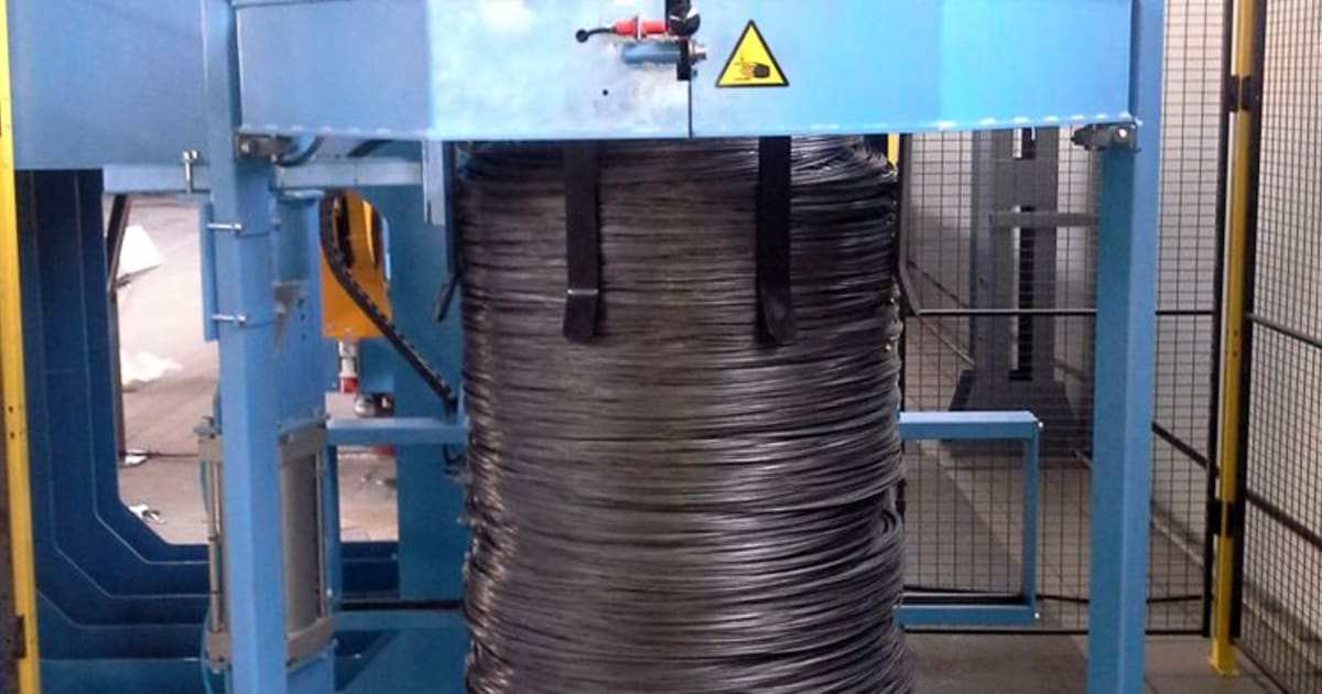 Take-up wire coilers for wire drawing plants (down, vertical ...