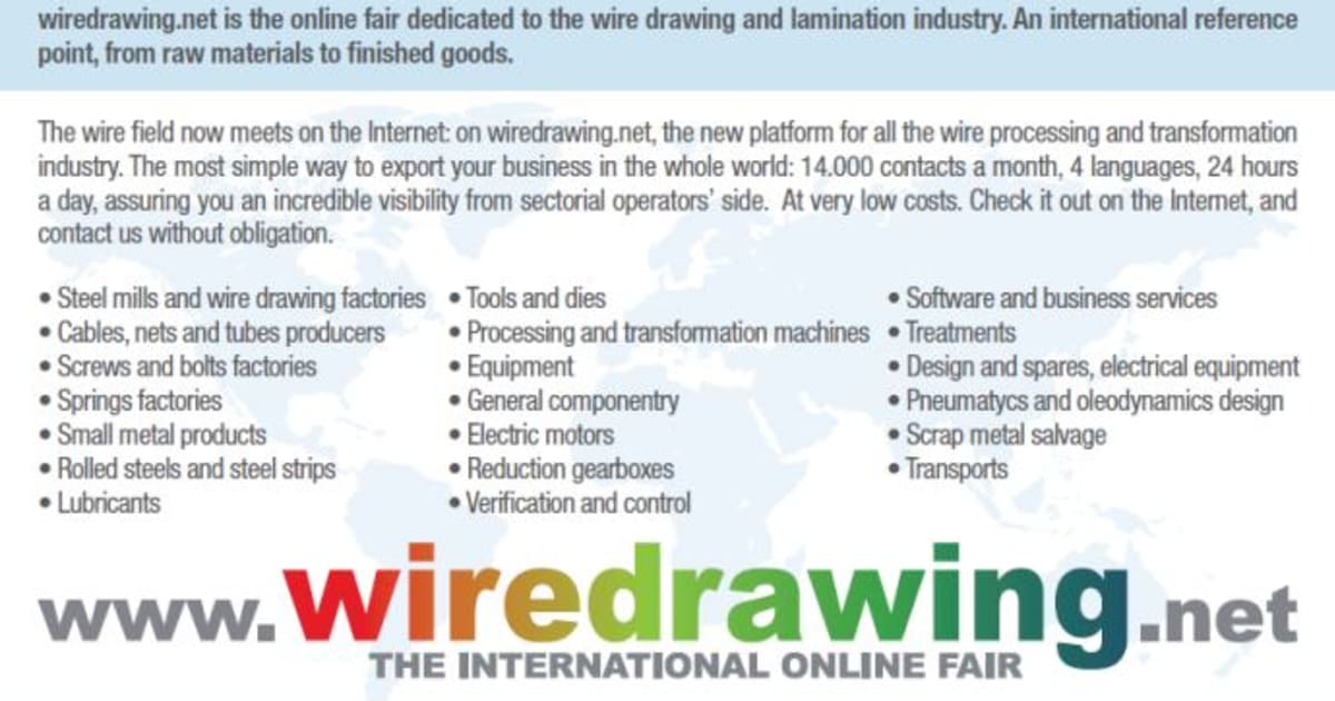 WireDrawing.net’s ad on “Wire & Cable Asia” | expometals