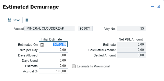 Split estimated demurrage by port - Veson Nautical Feature Board