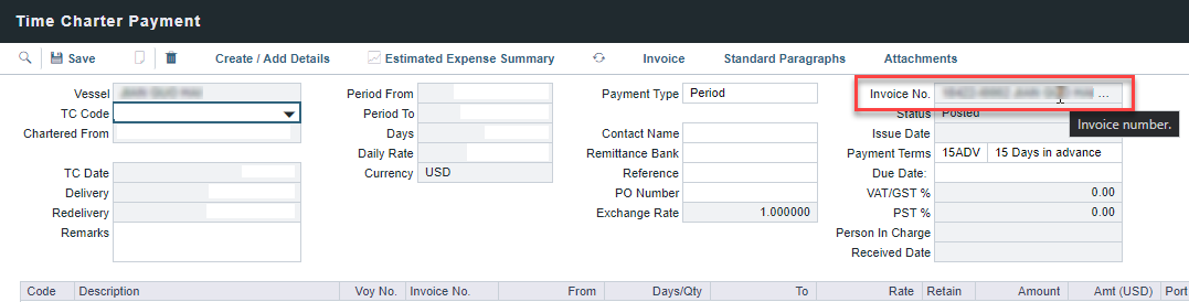 Improve tool tip on TC invoice number field to show actual content ...