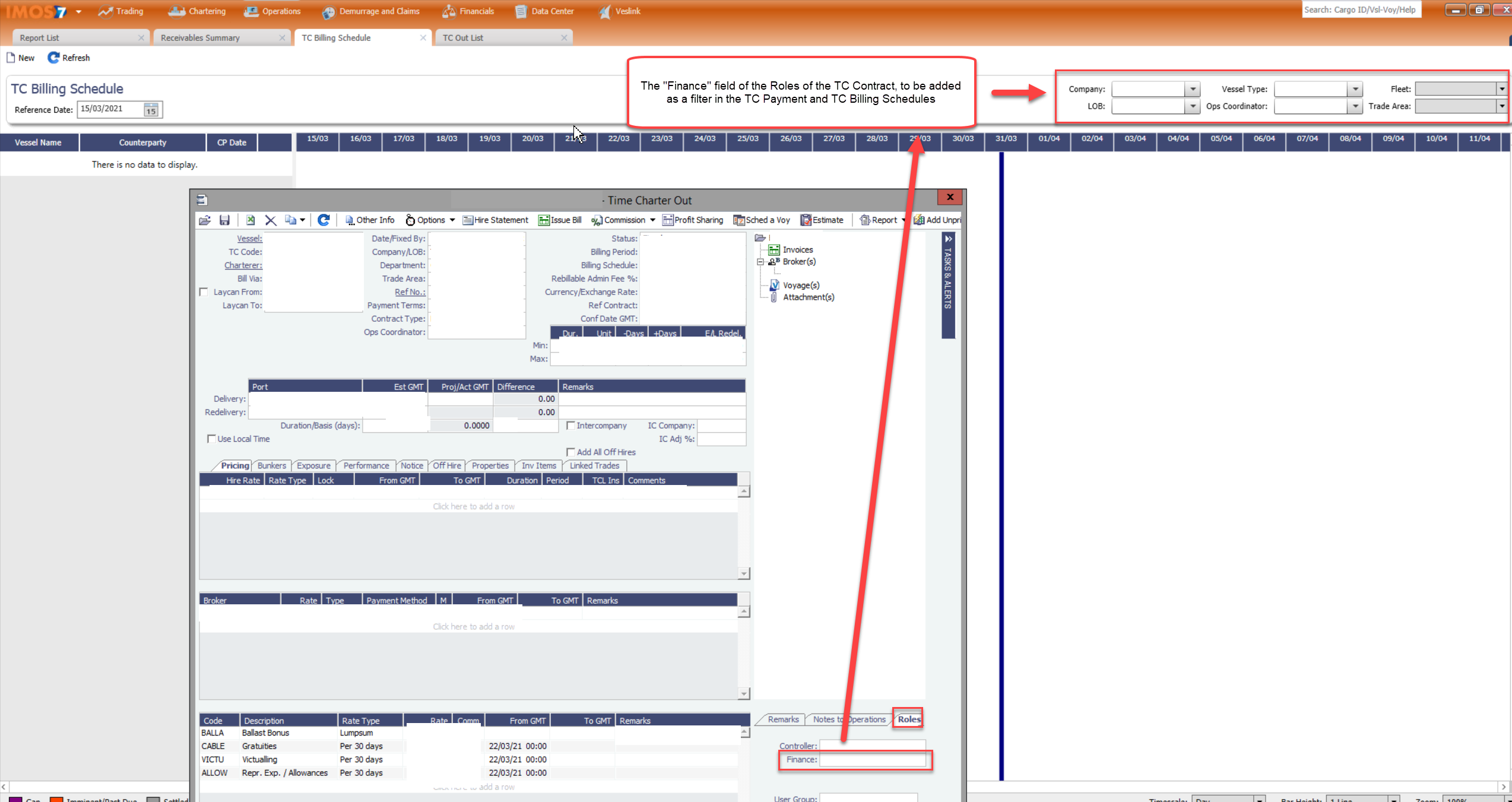 TC Payment/Billing Schedules to have the "Finance" Role of the Time ...