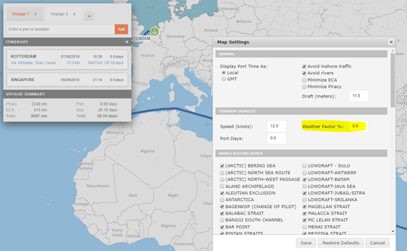 Distance Table: Weather factor adjustable per leg feature - Veson ...