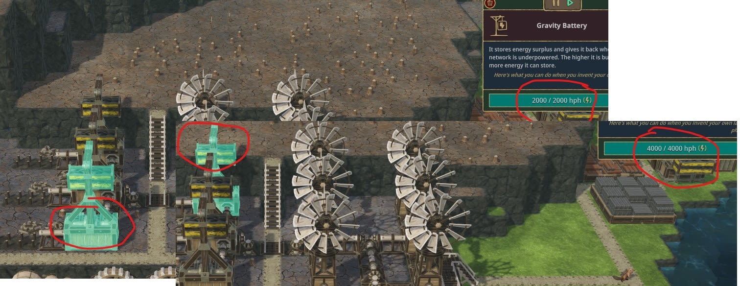 Gravity Battery has different capacity. - Timberborn – Bugs and Suggestions