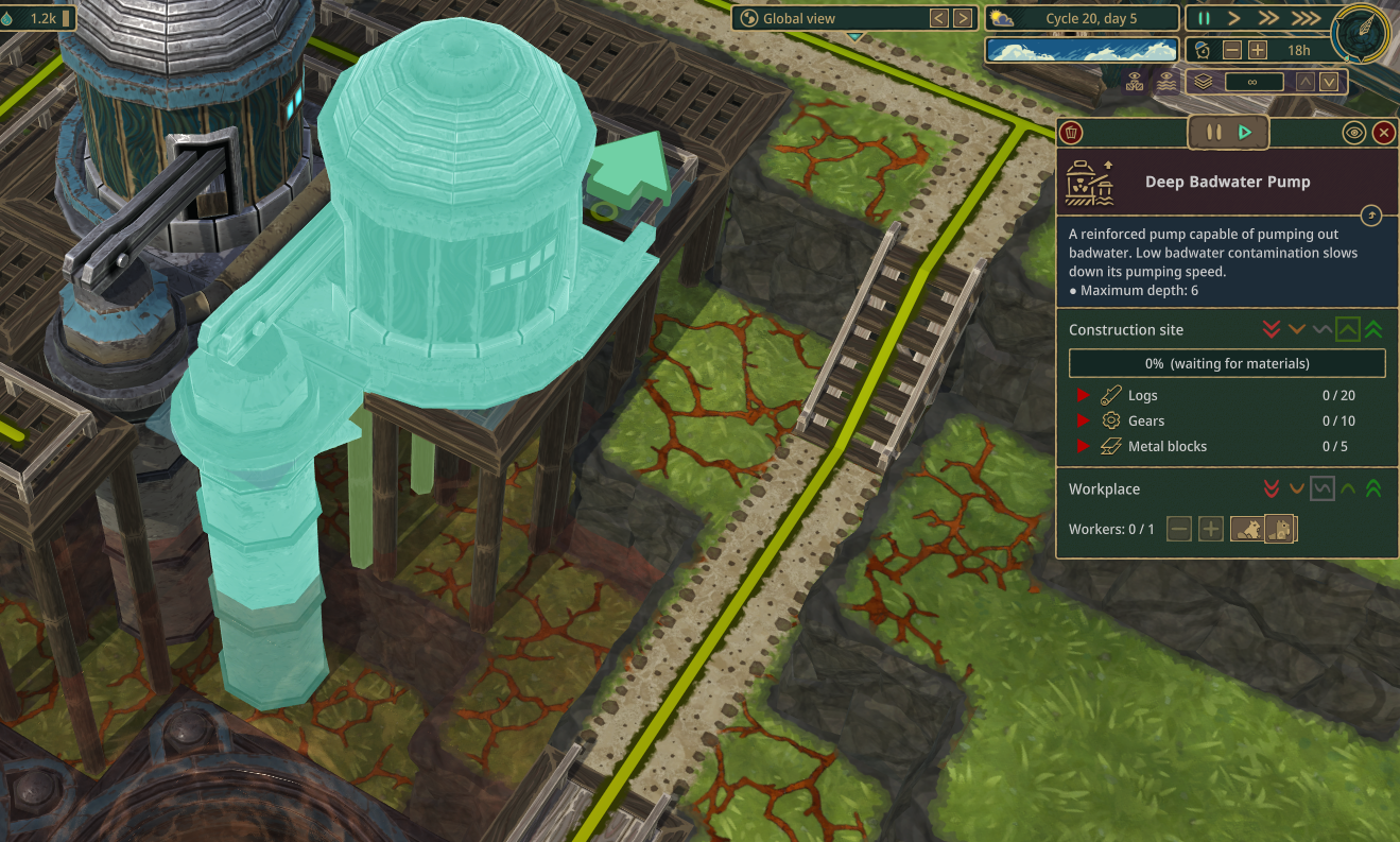 graphical bug: water at pump pipe changes when switched between beaver ...
