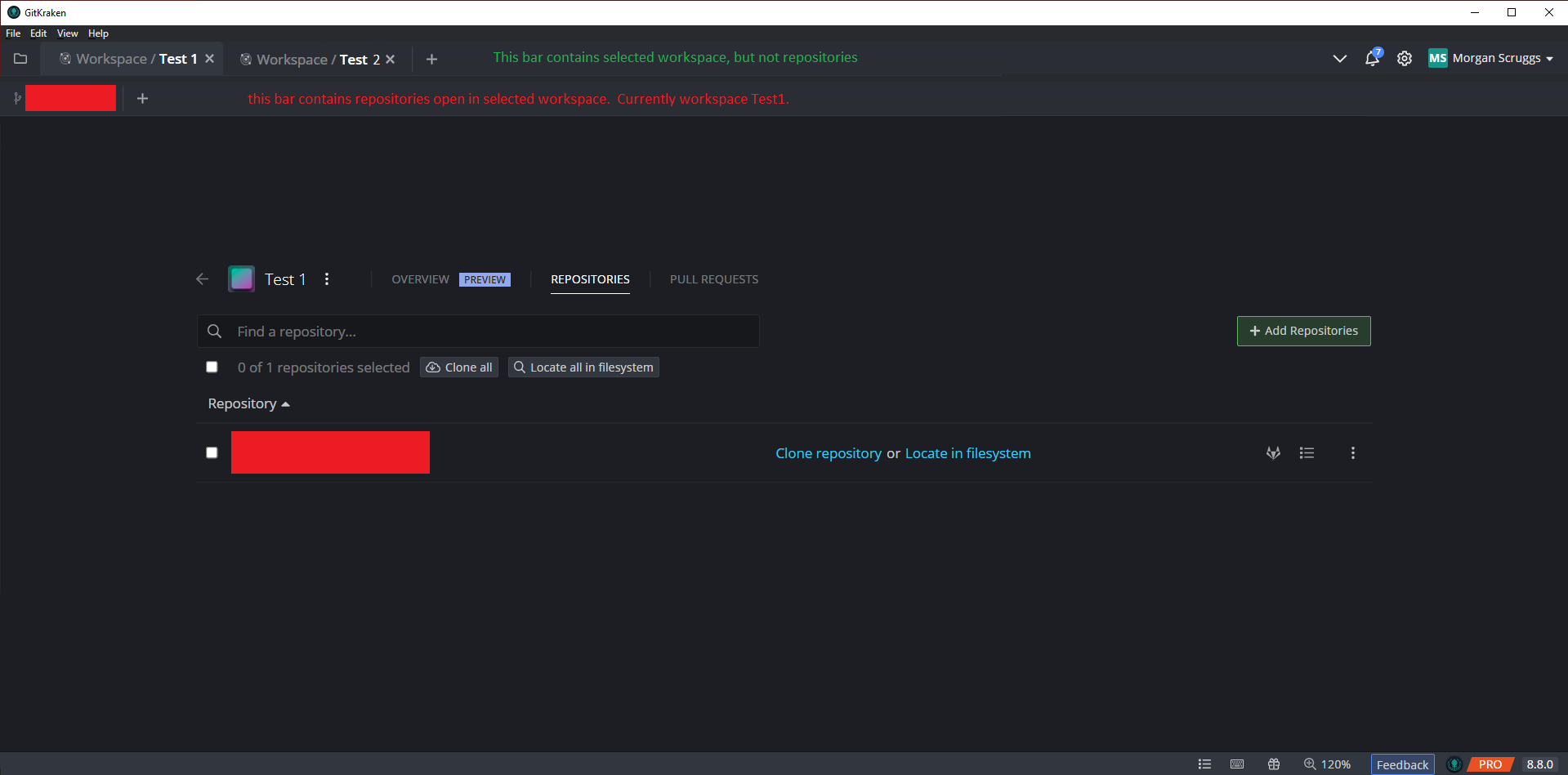 Multiple Tab Levels For Workspaces Repositores Gitkraken