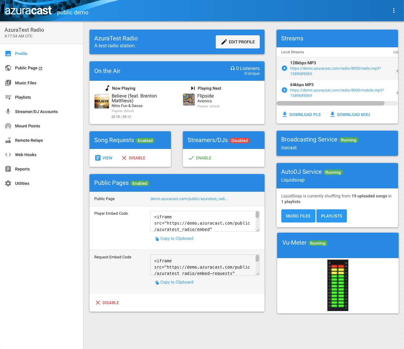 Add VU Meter - AzuraCast