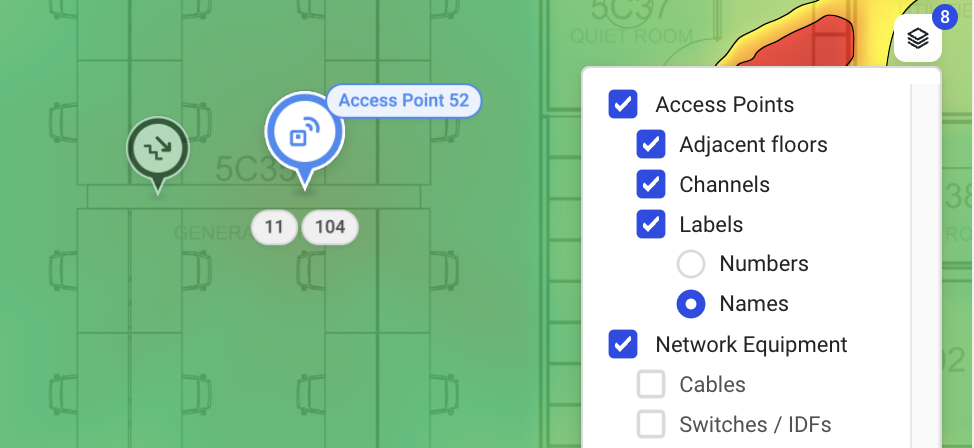 Display access point names on map - Hamina Wireless