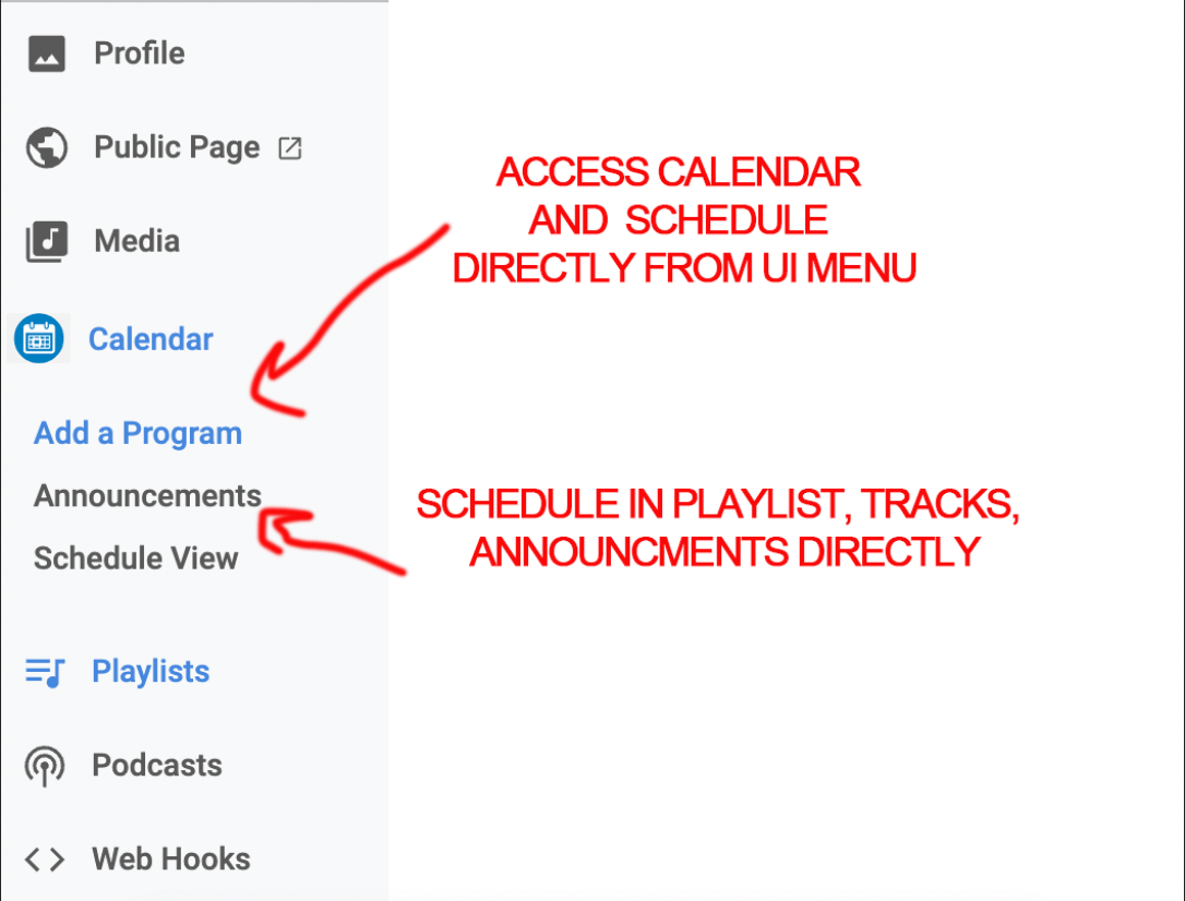 Make it easier to access schedule and calendar - AzuraCast