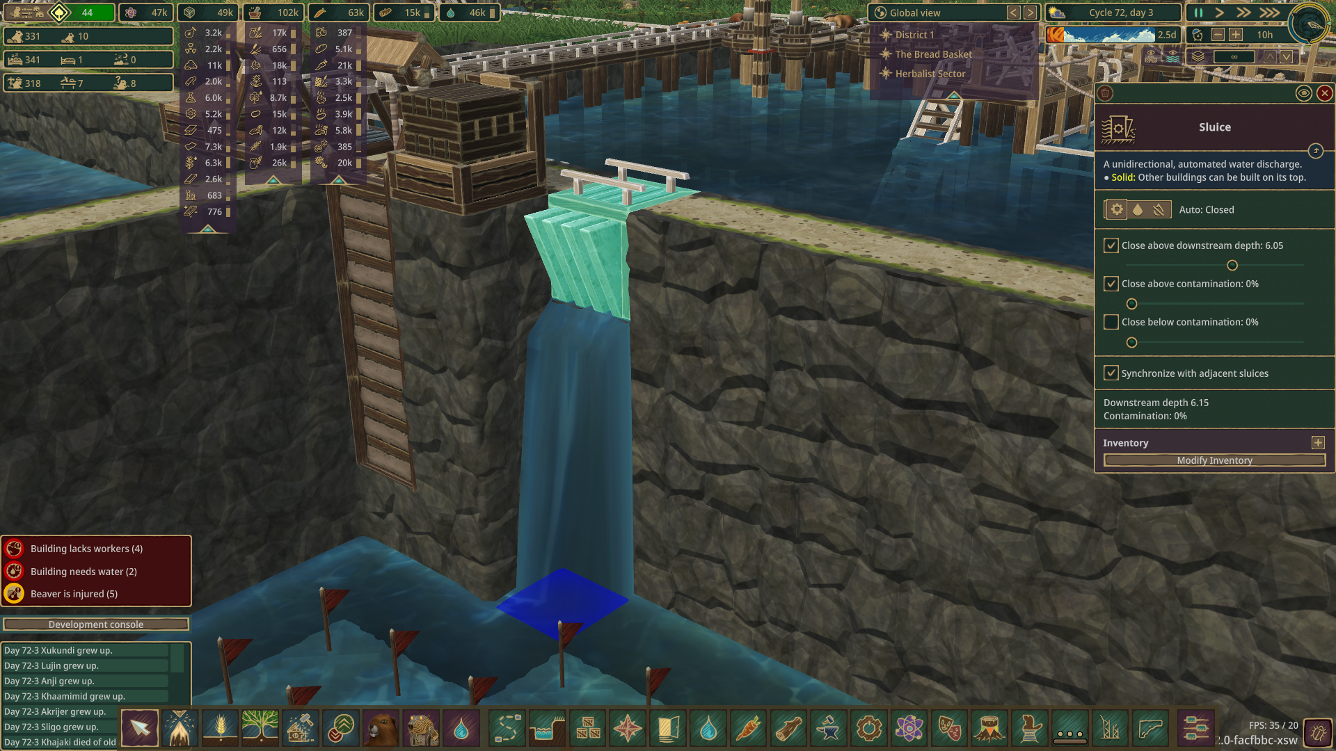 sluice fails to stop water when closed after being "Open" - Timberborn ...