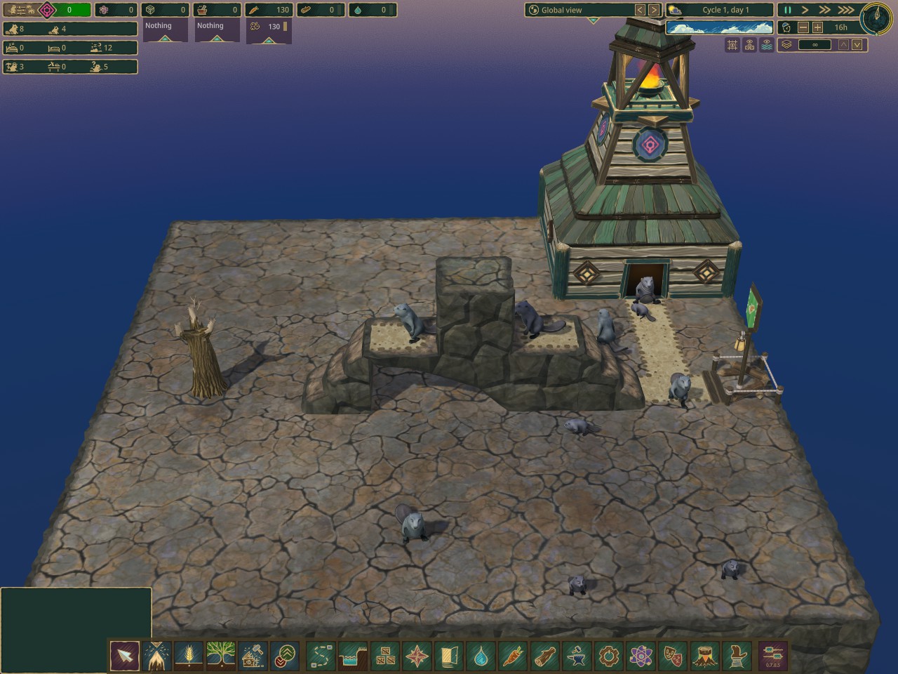 Bug Beavers passing through placed soil blocks and buildings, walking ...