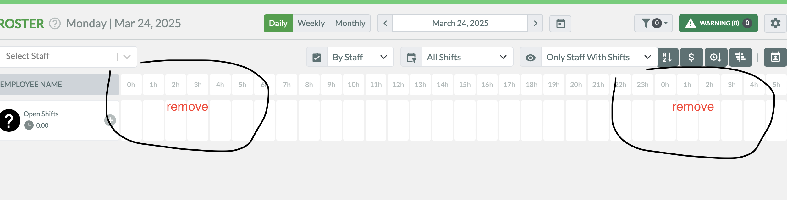 Adjust hours shown in daily roster view to make planning easier ...